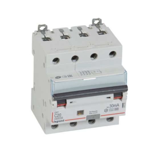 Disjoncteur différentiel monobloc DX³6000 10kA arrivée haute et départ bas à vis 4P 400V~ - 20A ...